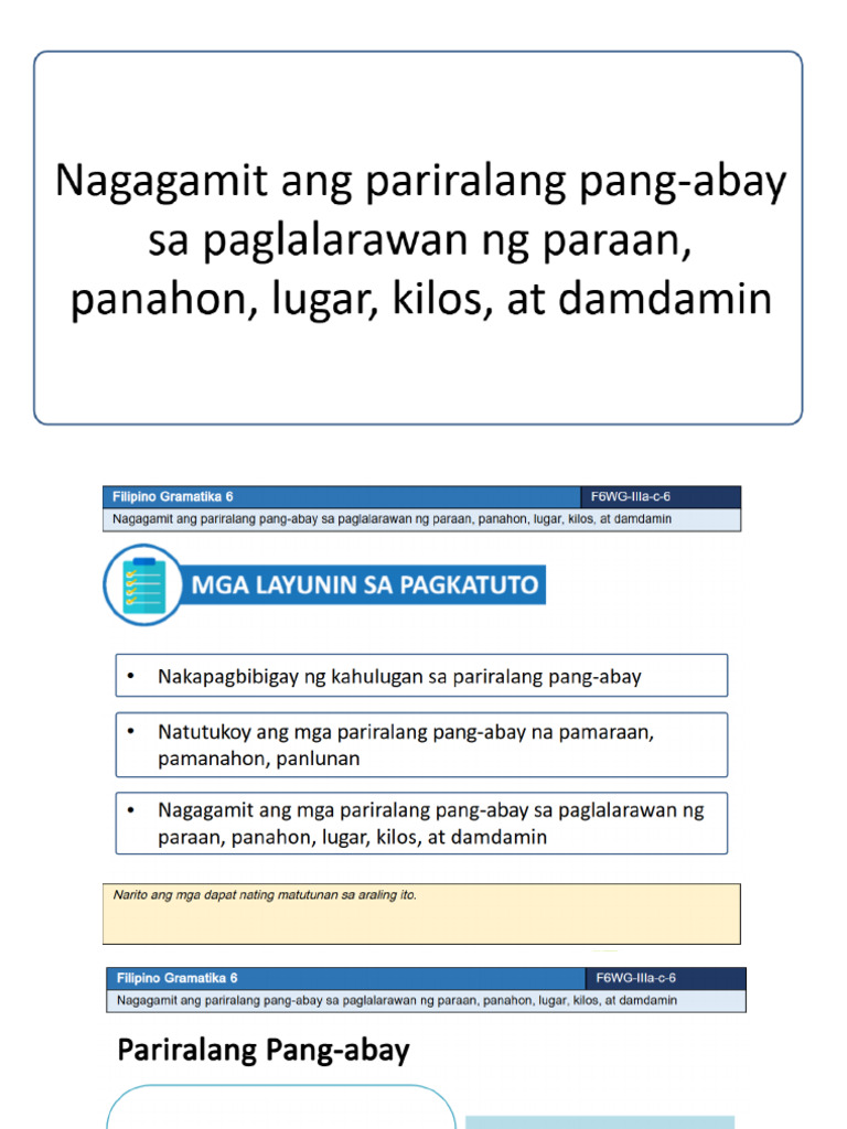 Day 2 (Dec.9-13) Pariralang pang-abay sa paglalarawan ng | PDF
