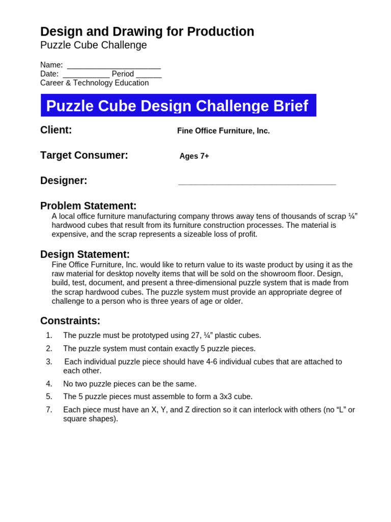 3x3_Puzzle+Cube+Project+ | PDF