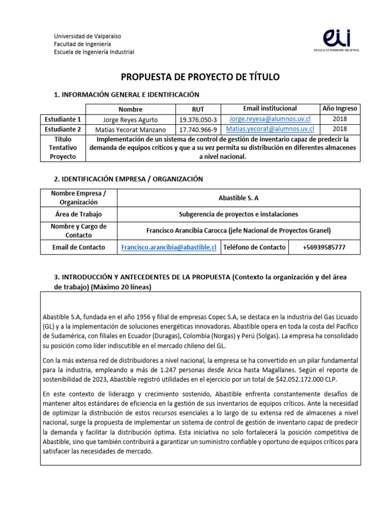 Propuesta de Tema EII 611 Taller Ing. Reyes - Yecorat | PDF | Business | Mercado (economía)