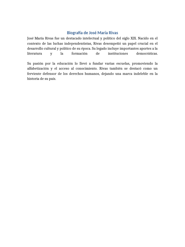 José María Rivas: Legado Cultural y Político | PDF
