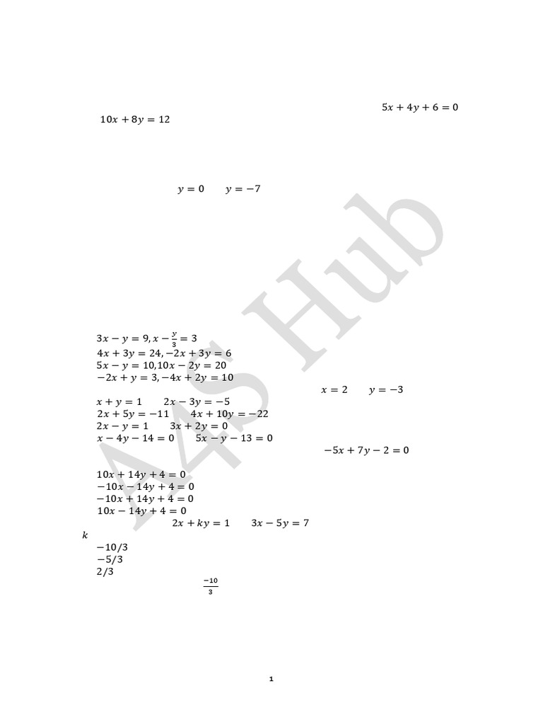 Linear Equations MCQs for Students | PDF | System Of Linear Equations | Equations