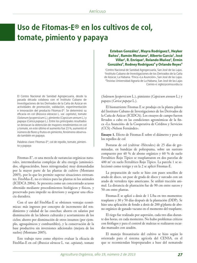 1-Fitomas-E-Tomate, Pimiento y Papaya | PDF | Agricultura | Repollo