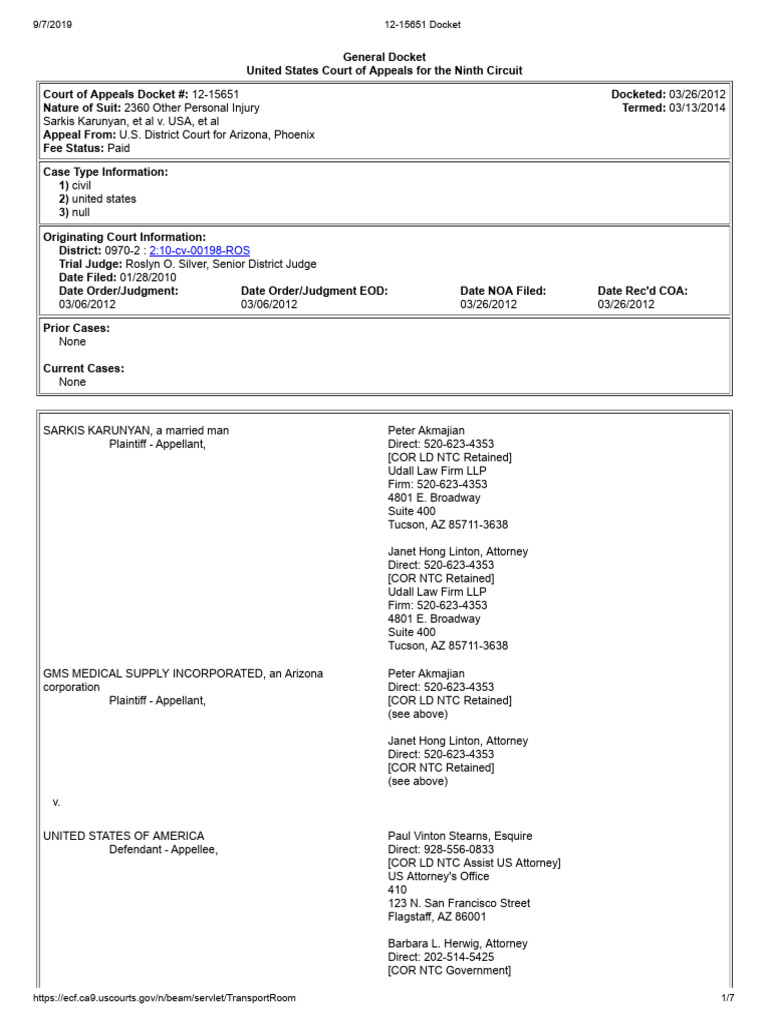 Karunyan v. USA Docket 12-15651 Docket | PDF | Appeal | Brief (Law)