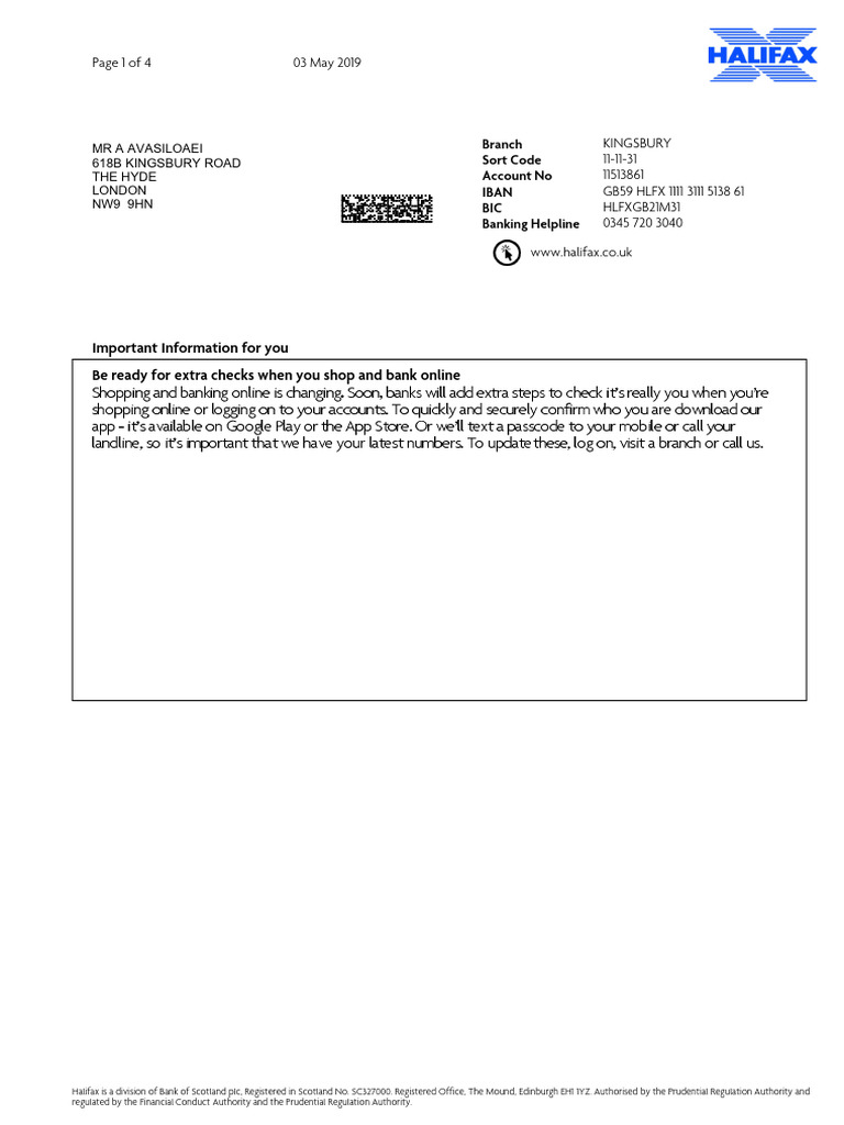 Halifax Current Account Statement Summary | PDF | Cash | Transaction ...