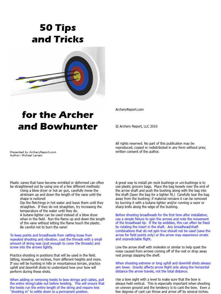 50 Archery Tips and Tricks | PDF | Arrow | Bow And Arrow