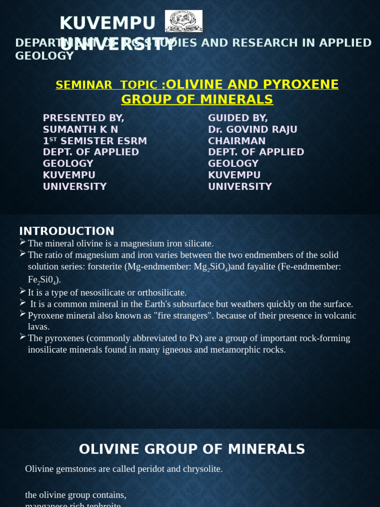 Olivine and Pyroxene Mineral Overview | PDF | Minerals | Mineralogy