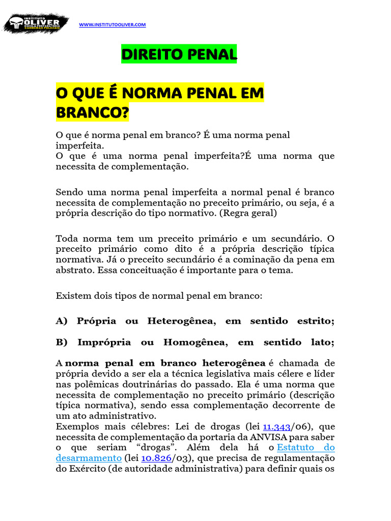 Entendendo a Norma Penal em Branco | PDF | Crimes | Crime e Violência