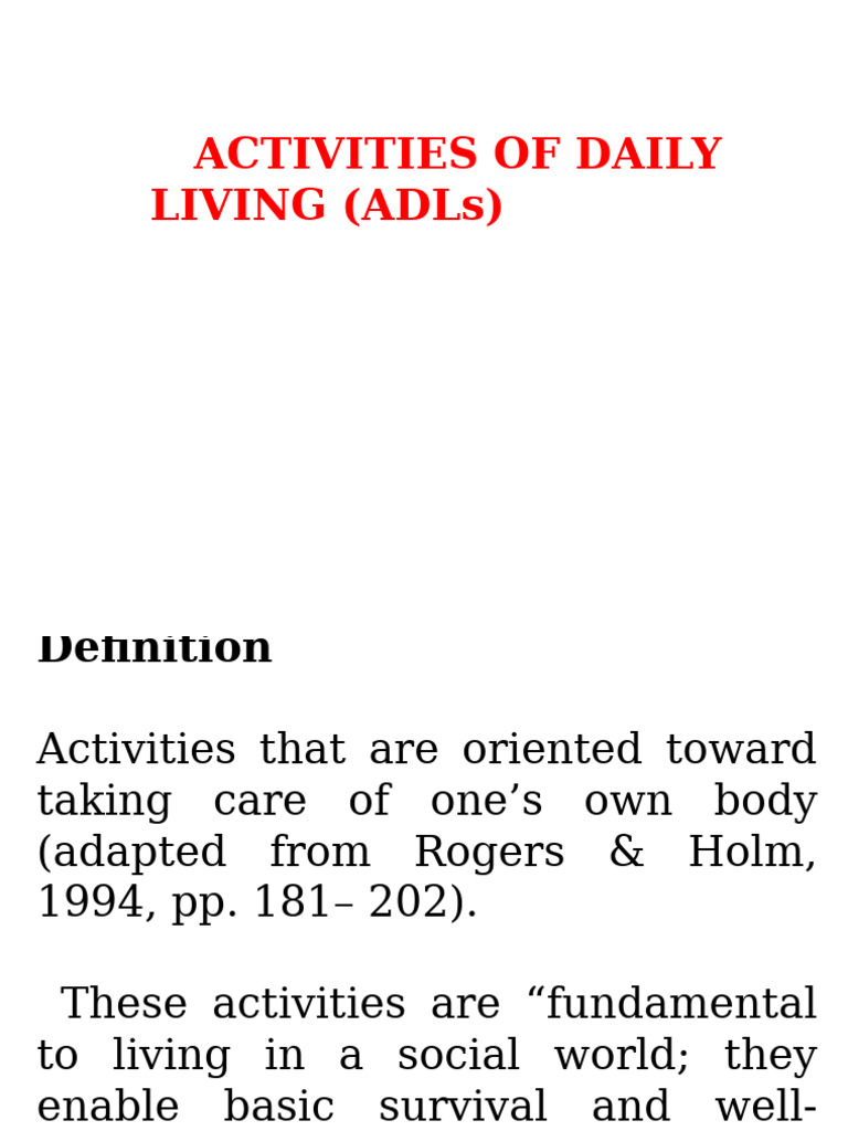 Activities of Daily Living | PDF | Hygiene