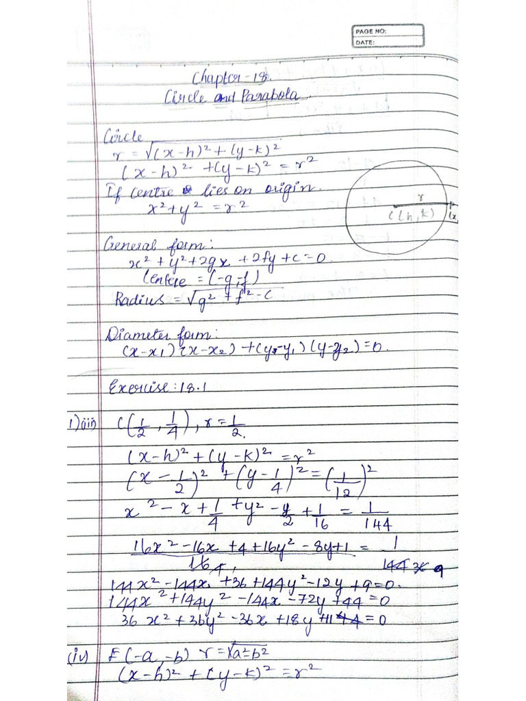 Circle and Parabola | PDF