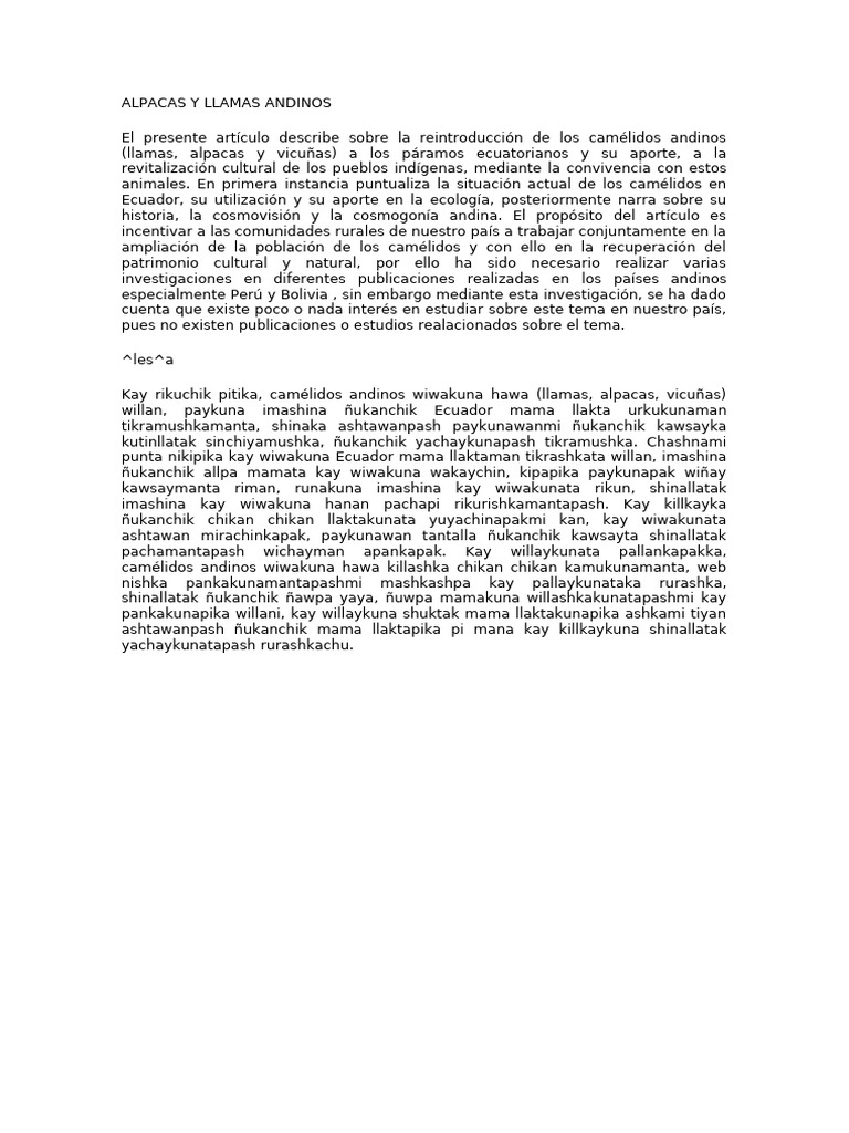 Alpacas y Llamas Andinos | PDF
