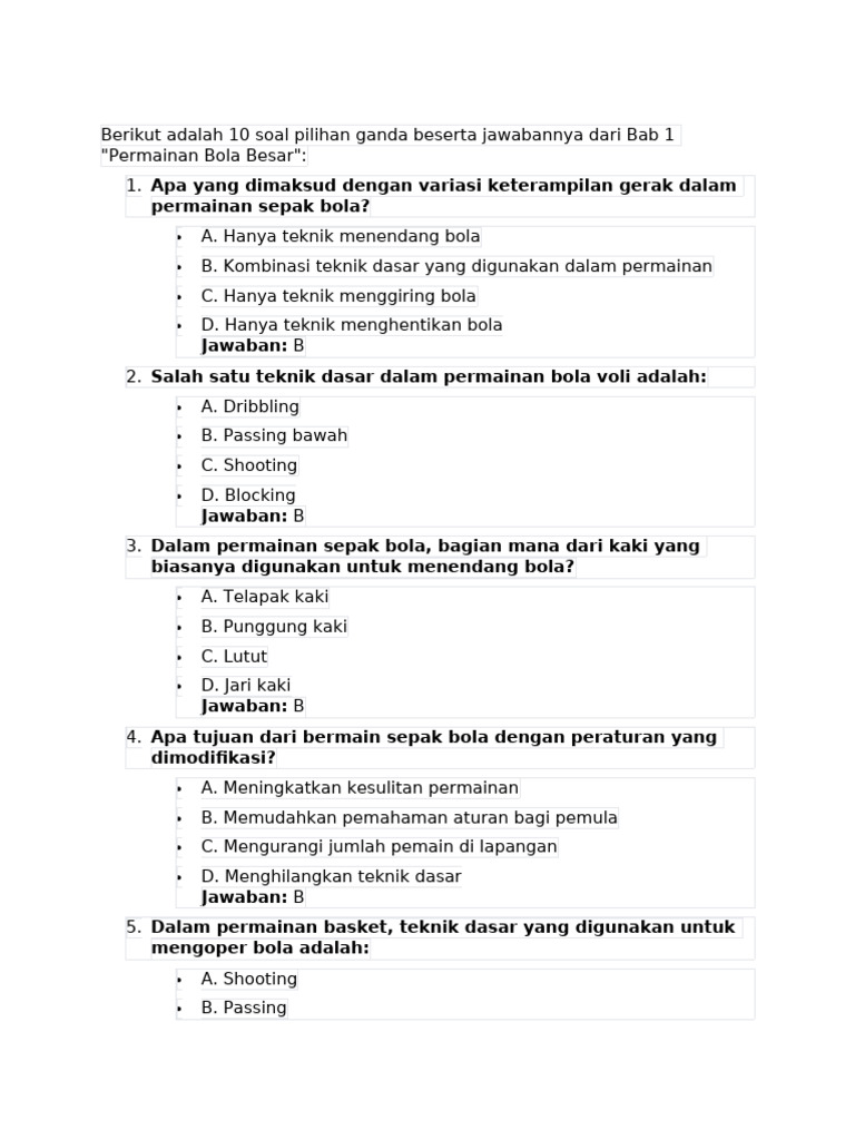 Berikut adalah 10 soal pilihan ganda beserta jawabannya dari Bab 1 | PDF