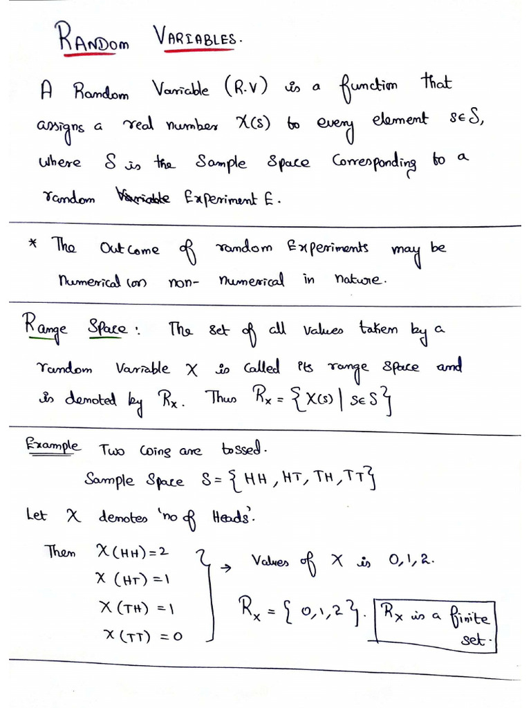 Unit - 1 Discrete and Continuous Random Variable | PDF