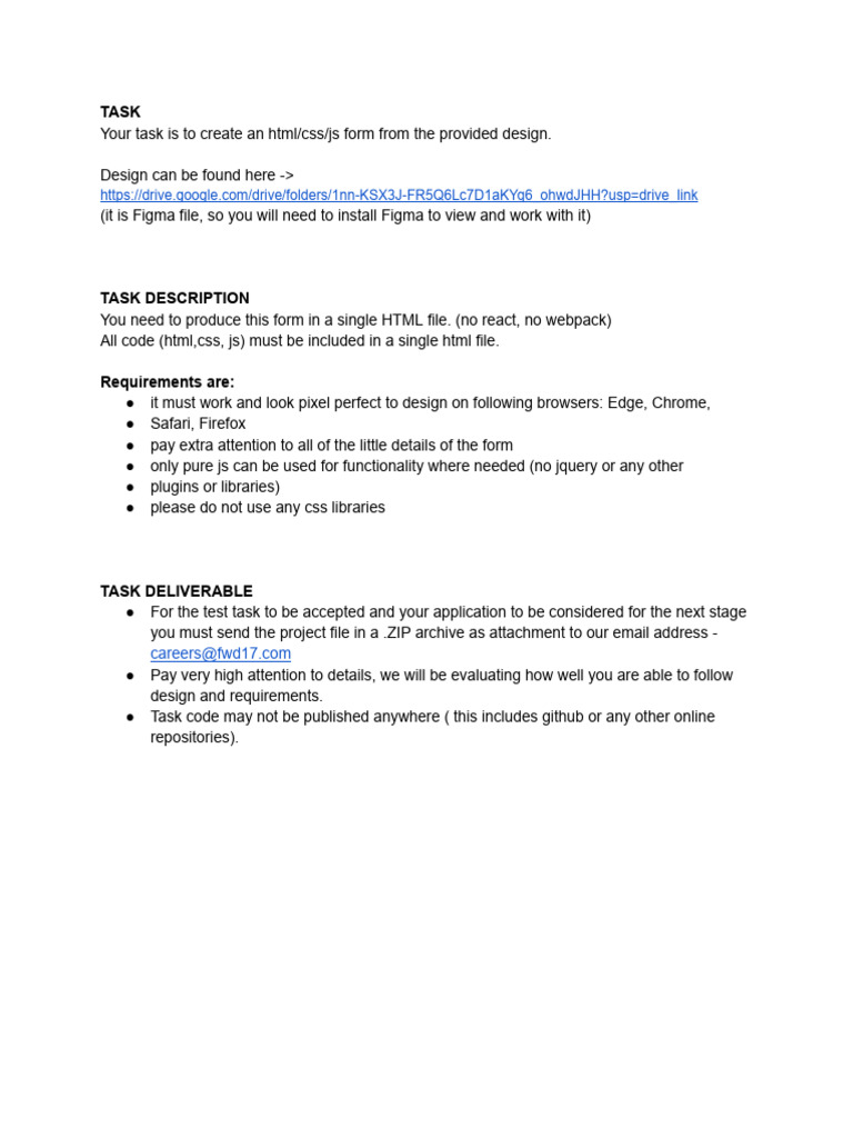 Screening Task - Junior Frontend Developer | PDF