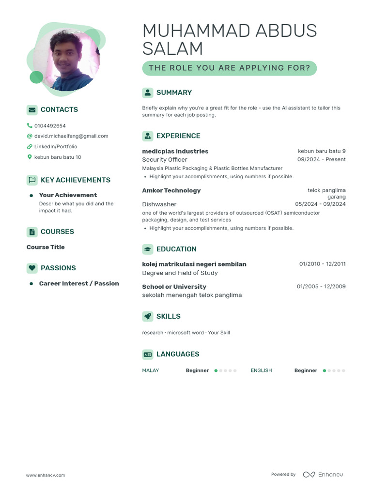 Muhammad Abd Us Salam Resume | PDF