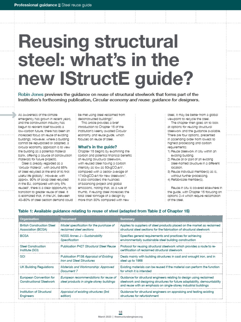 Steel Reuse: IStructE Guide Insights | PDF | Reuse | Steel