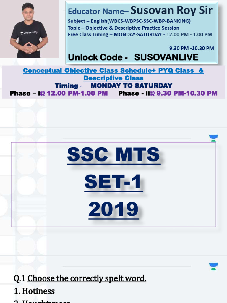 SSC MTS SET 1 2019 | PDF