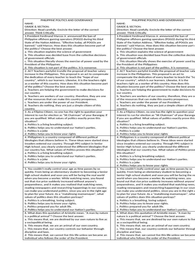 Q1-PHILIPPINE-POLITICS-AND-GOVERNANCE | PDF Q1-PHILIPPINE-POLITICS-AND-GOVERNANCE | PDF