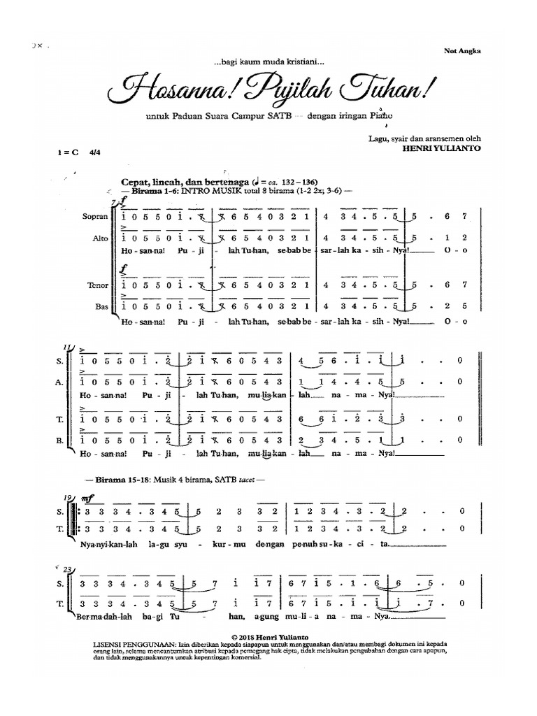 Hosanna, Pujilah Tuhan | PDF