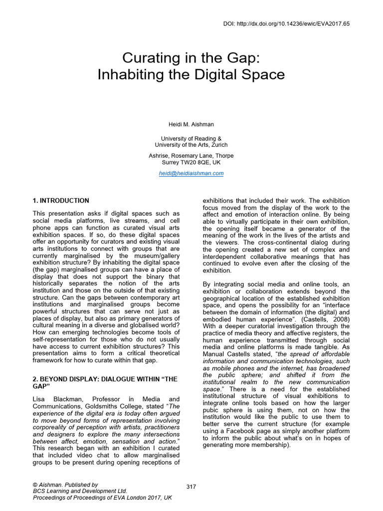 Curating in The Gap Inhabiting The Digital Space | PDF | Human ...