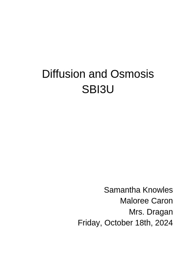 Osmosis and Diffusion Lab | PDF | Water | Cell Membrane