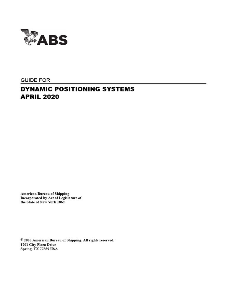 ABS_2020_GUIDE FOR DYNAMIC POSITIONING SYSTEMS | PDF