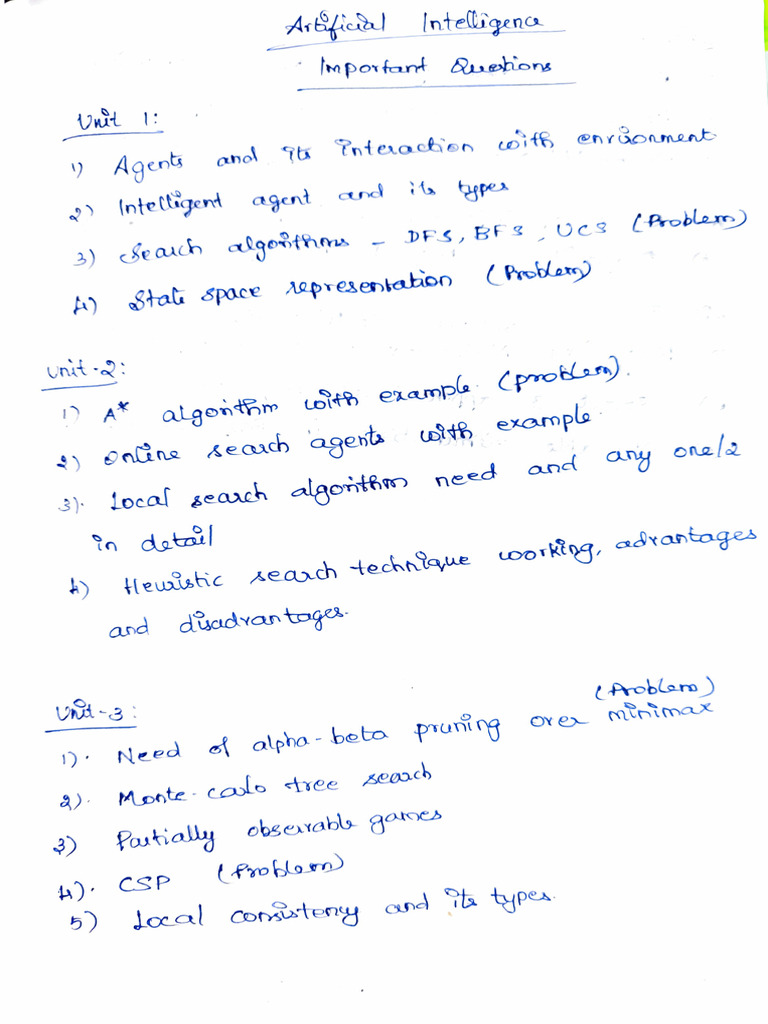 AI- important questions | PDF