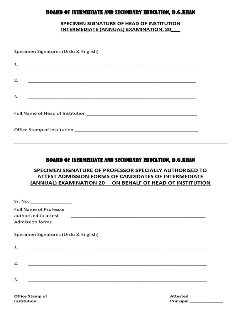 Specimen Signature Performa | PDF