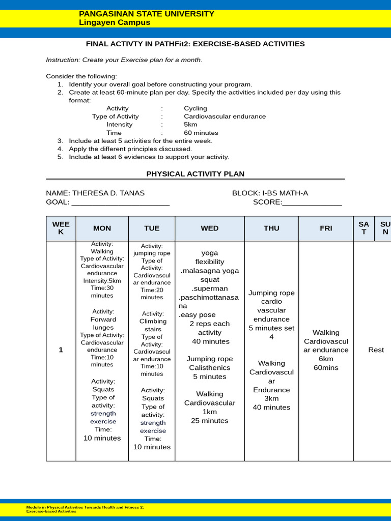 PATHFit2 Final Activity....... | PDF | Aerobic Exercise | Physical Fitness