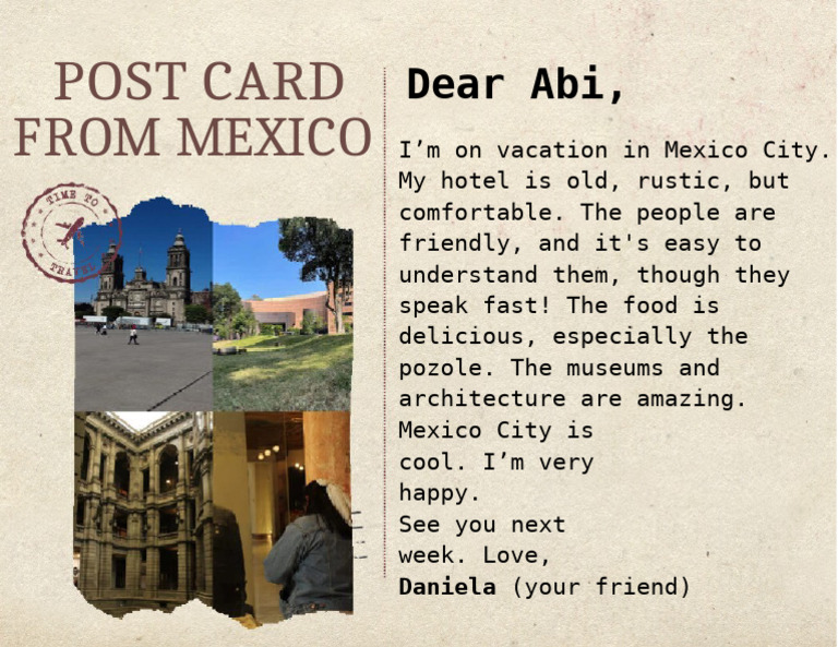 Postcard Writing Example to a Friend | PDF