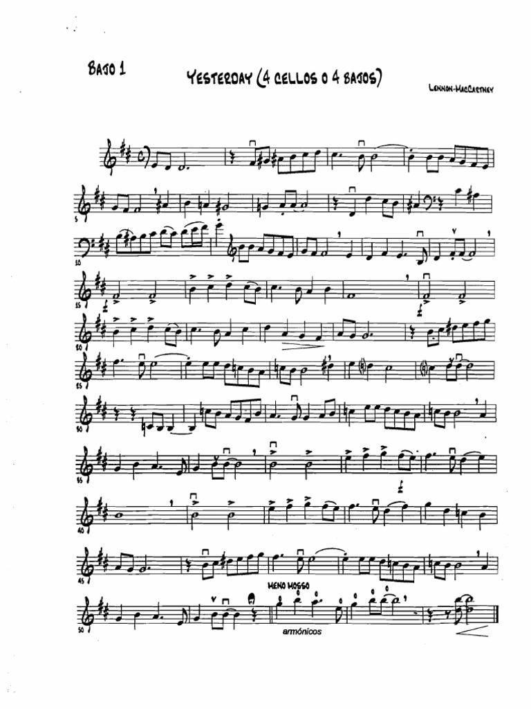 Yesterday (4 Cellos o Bajos) | PDF