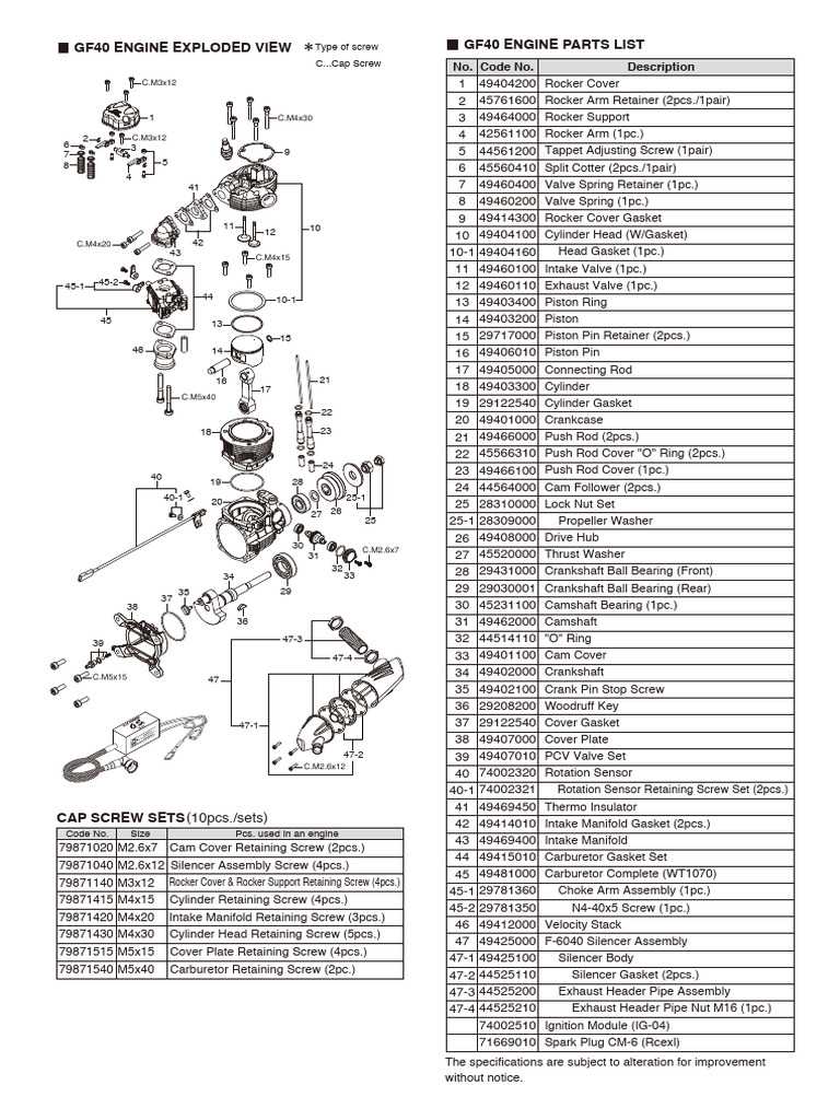 OS Engines Gasoline Engine GF40 | PDF | Engines | Internal Combustion Engine