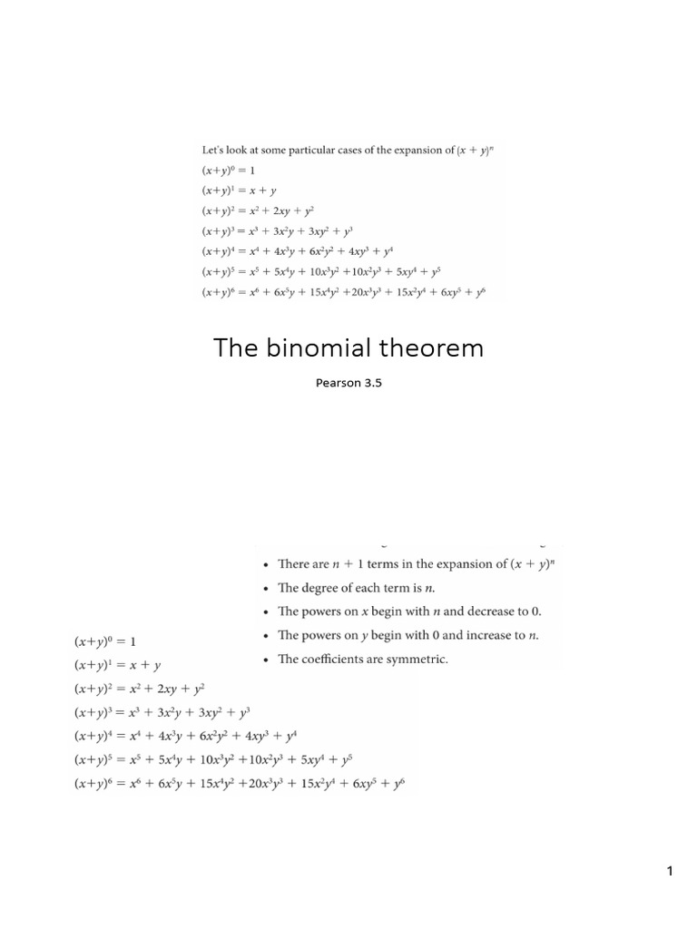 1 3 1 Binomial Theorem | PDF