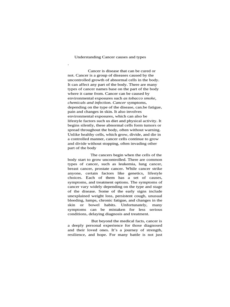 Understanding Cancer Causes and Types | PDF | Cancer | Diseases And ...
