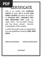 Certificate and Acknowledgement Class 12th Project | PDF