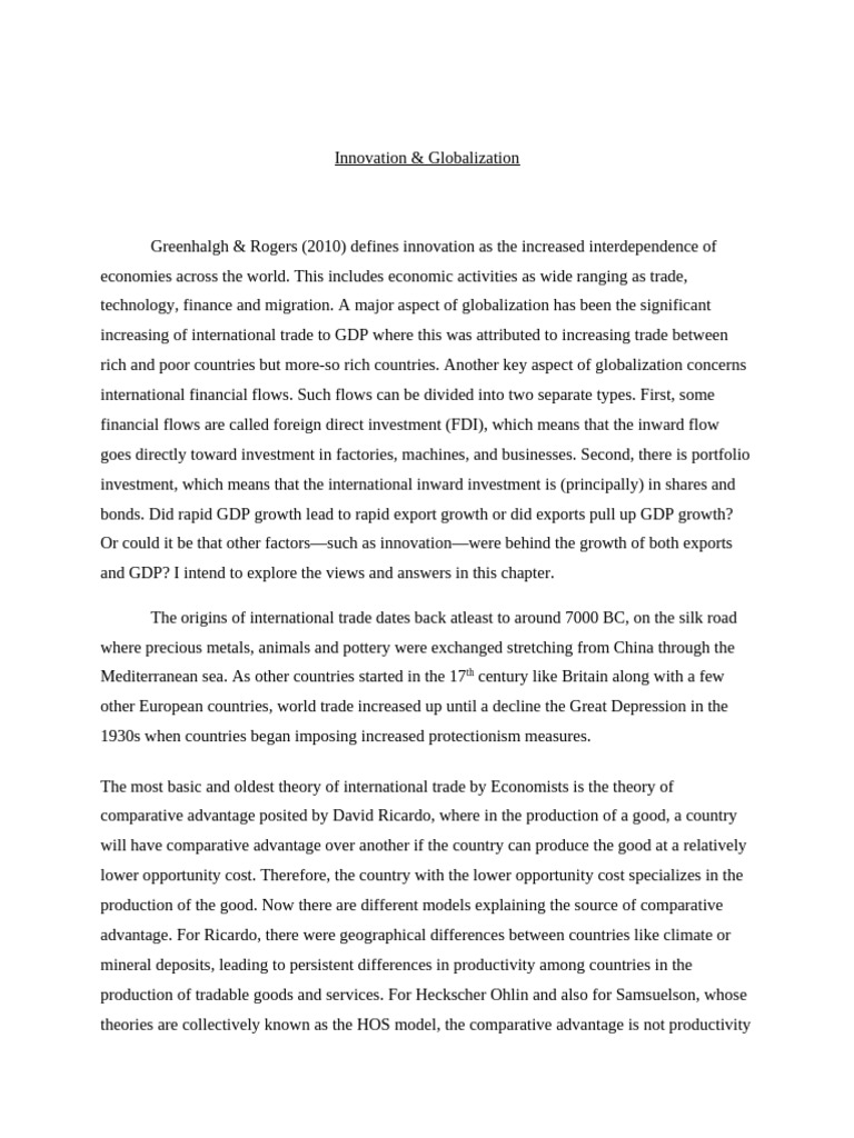 Application of Globalization To Innovation Analysis | PDF ...