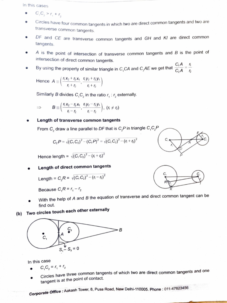 Common Tangents of Circles Explained | PDF | Tangent | Euclidean Plane ...