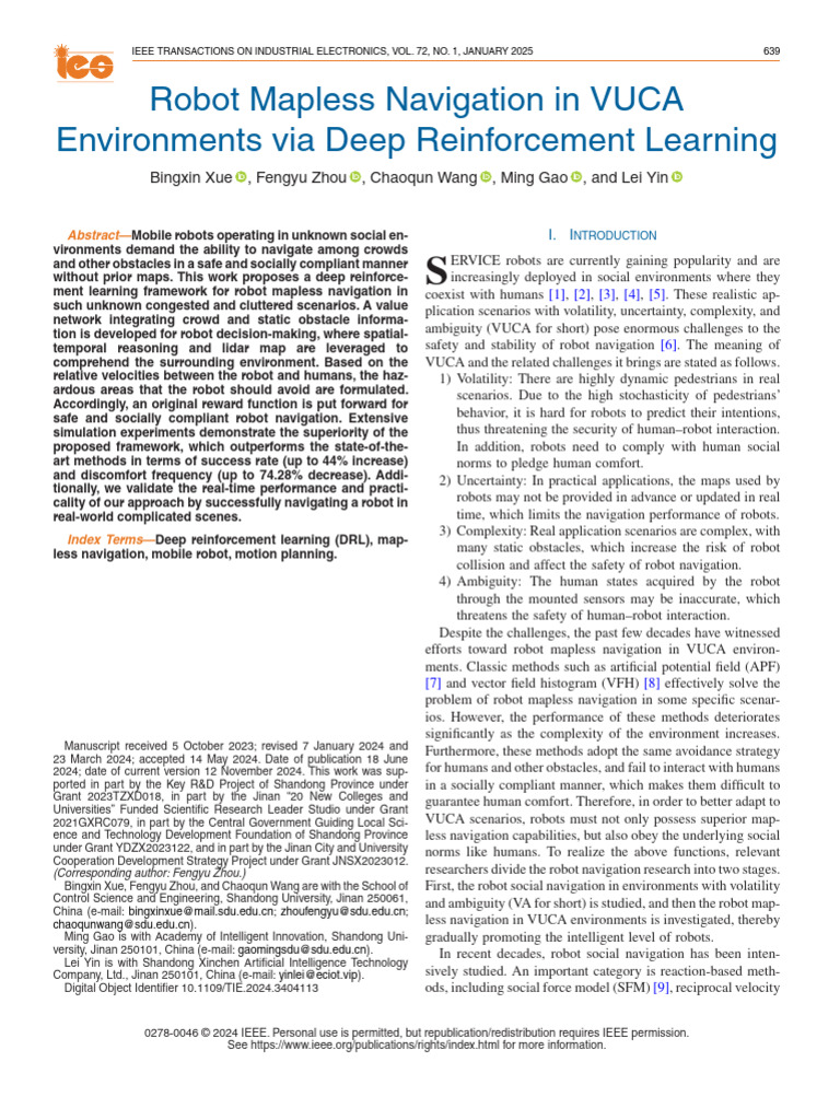 Robot Mapless Navigation in VUCA Environments Via Deep Reinforcement Learning | PDF | Lidar ...