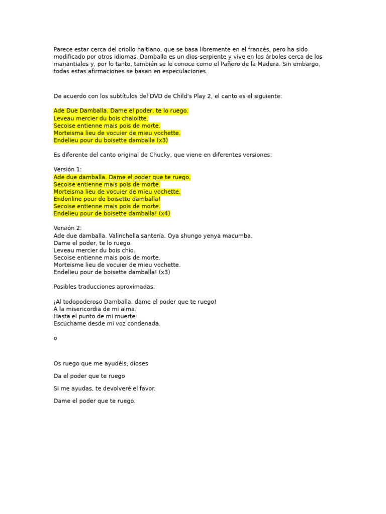 Conjuro Damballa 1 | PDF