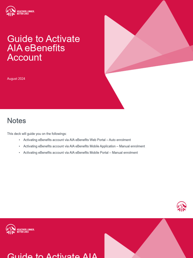 Guide to Activate AIA EBenefits Account PDF | PDF | Password | Login