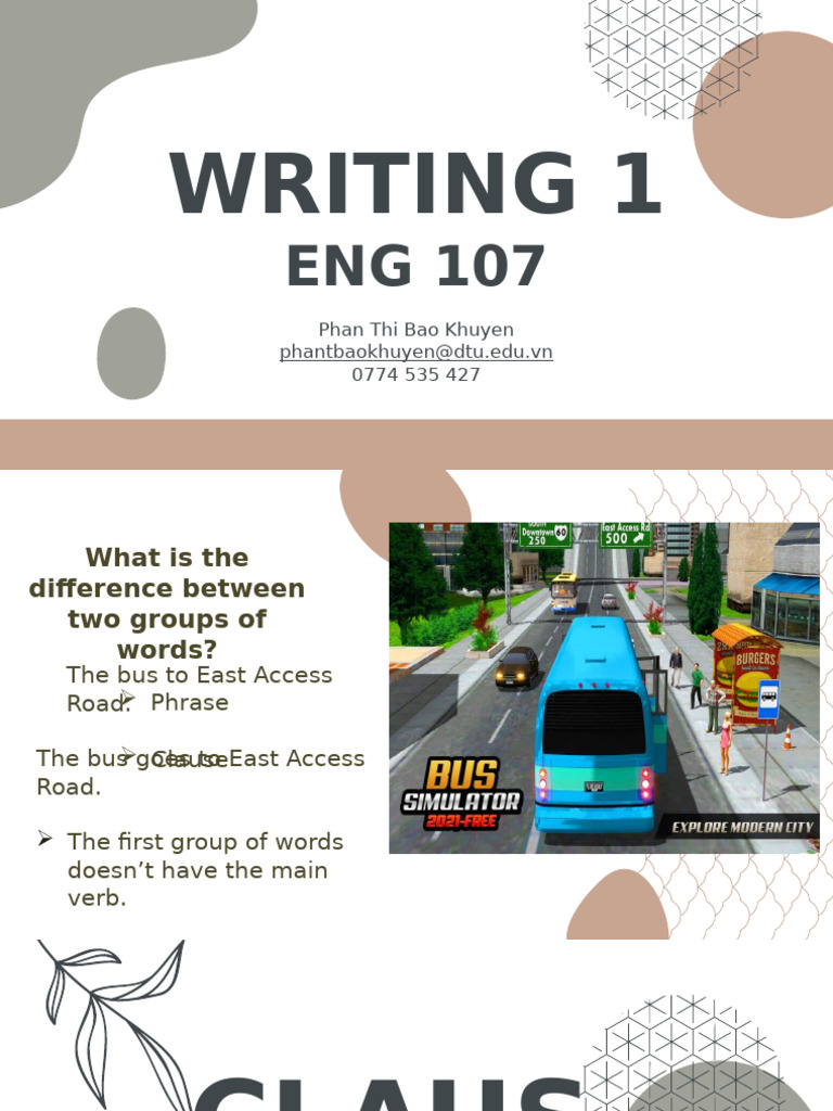 Writing 1 - Clause | PDF | Clause | Phrase