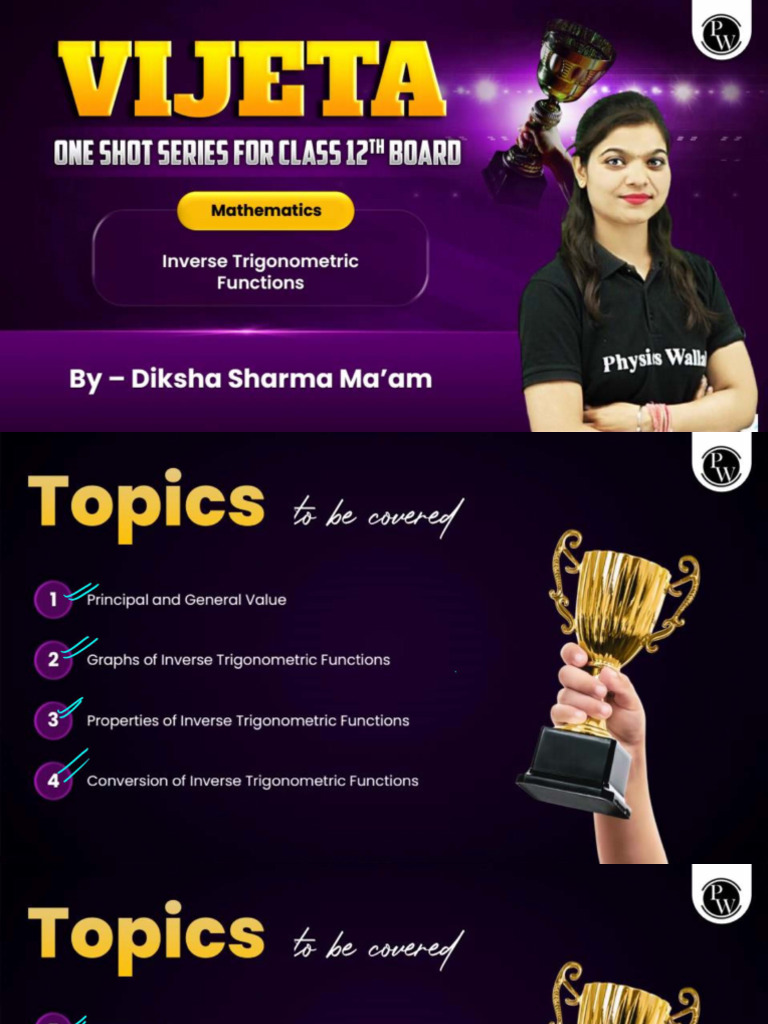 Inverse Trigonometric Functions Itf Class Notes Vijeta 2025 Pdf