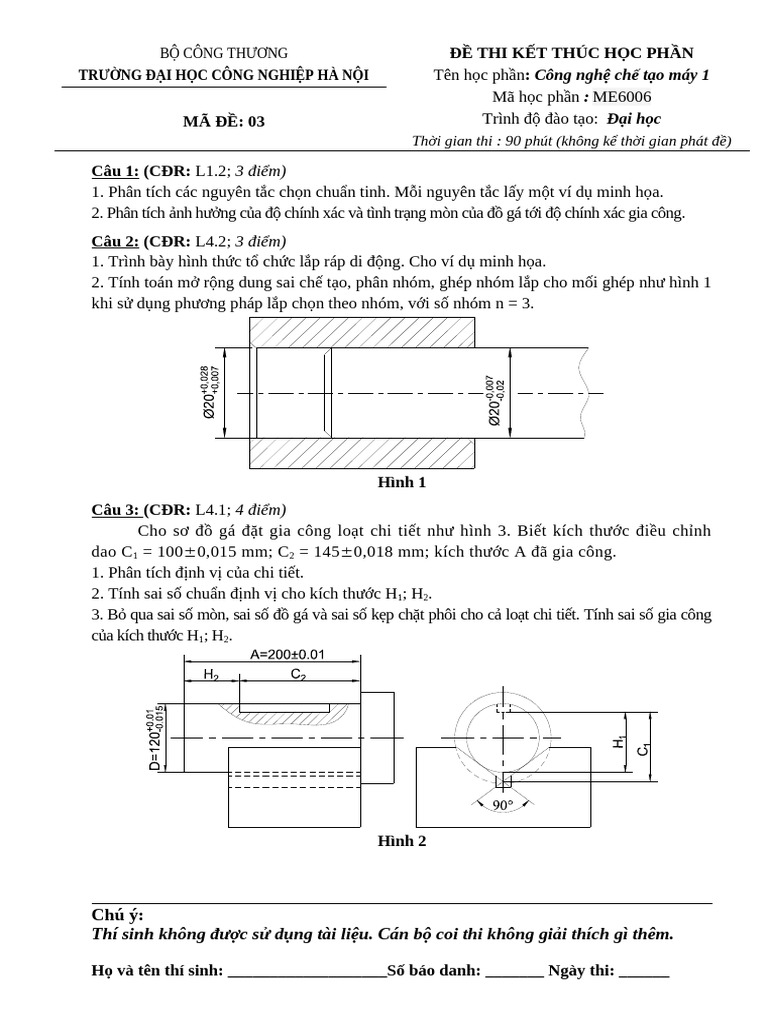 De Thi CNCTM1 - So 3 | PDF