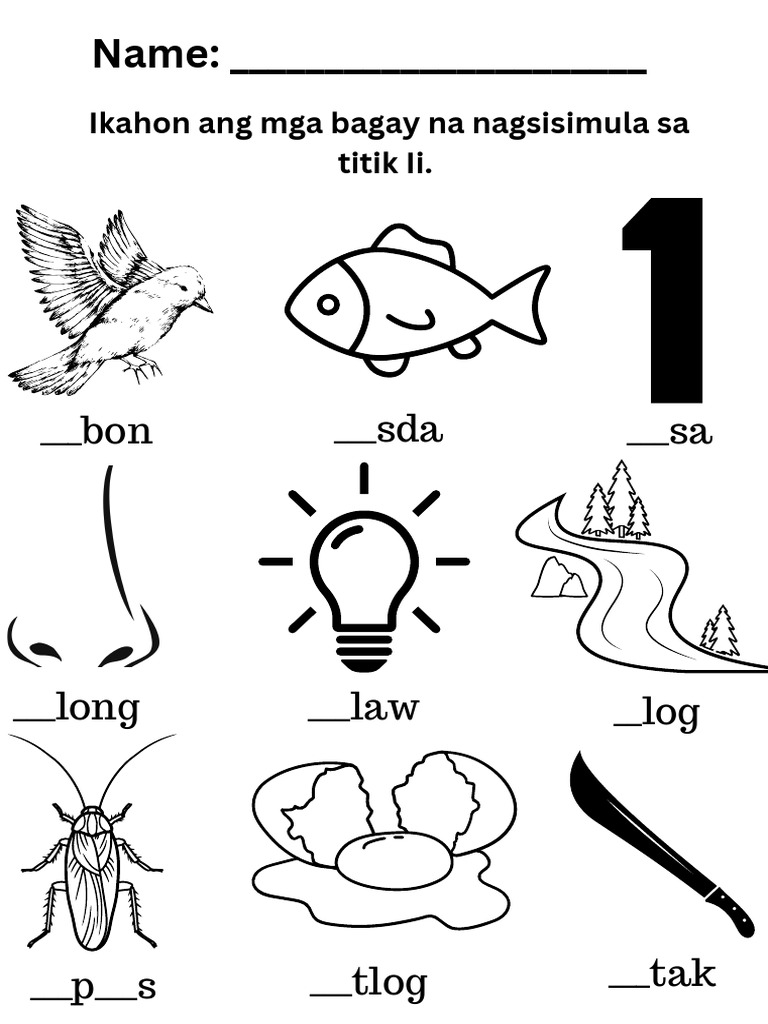 Kulayan ang mga bagay na nagsisimula sa titik Ss. (1) | PDF