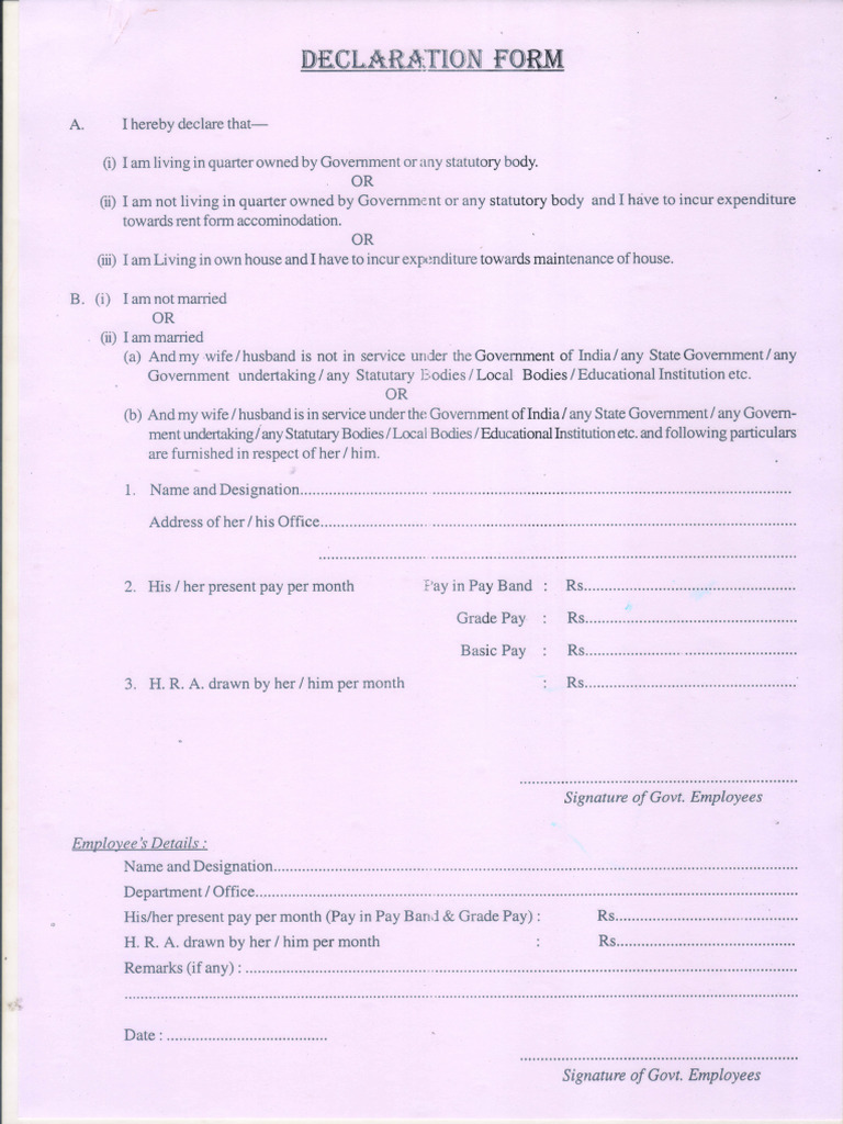 HRA Declaration | PDF
