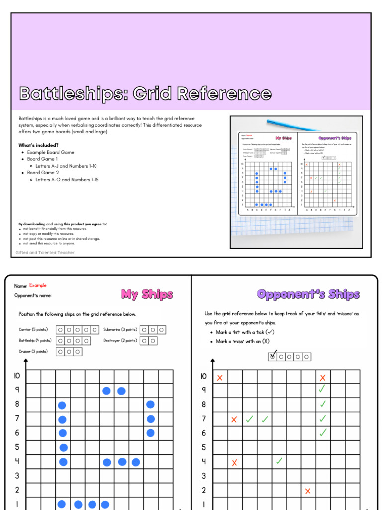 Battleships Grid Reference Game Resource | PDF | Battleship | Cruiser