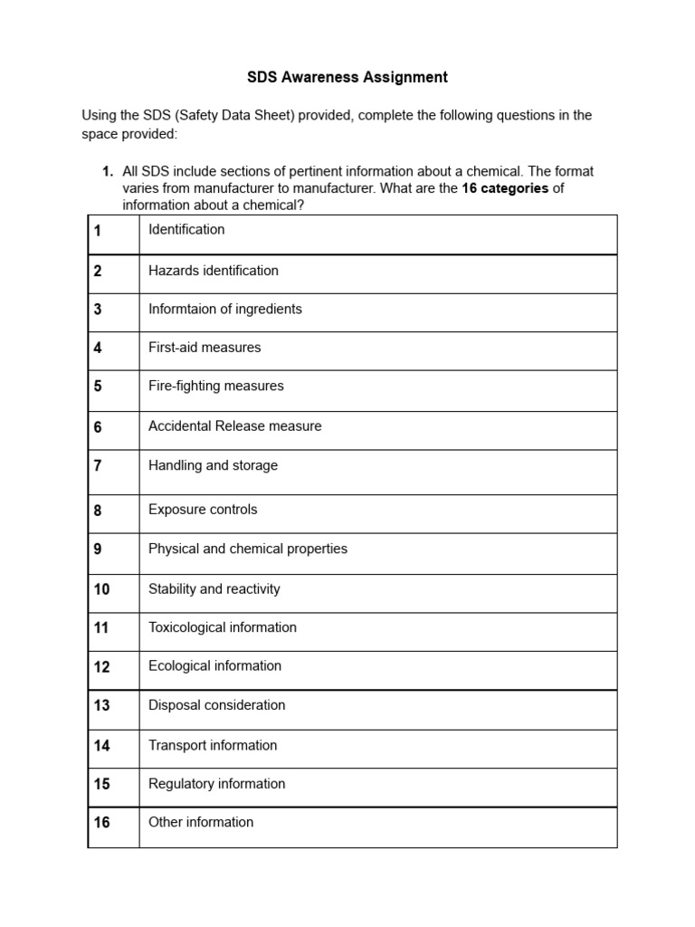 SDS Awareness: Chemical Safety Guide | PDF | Toxicology | Safety