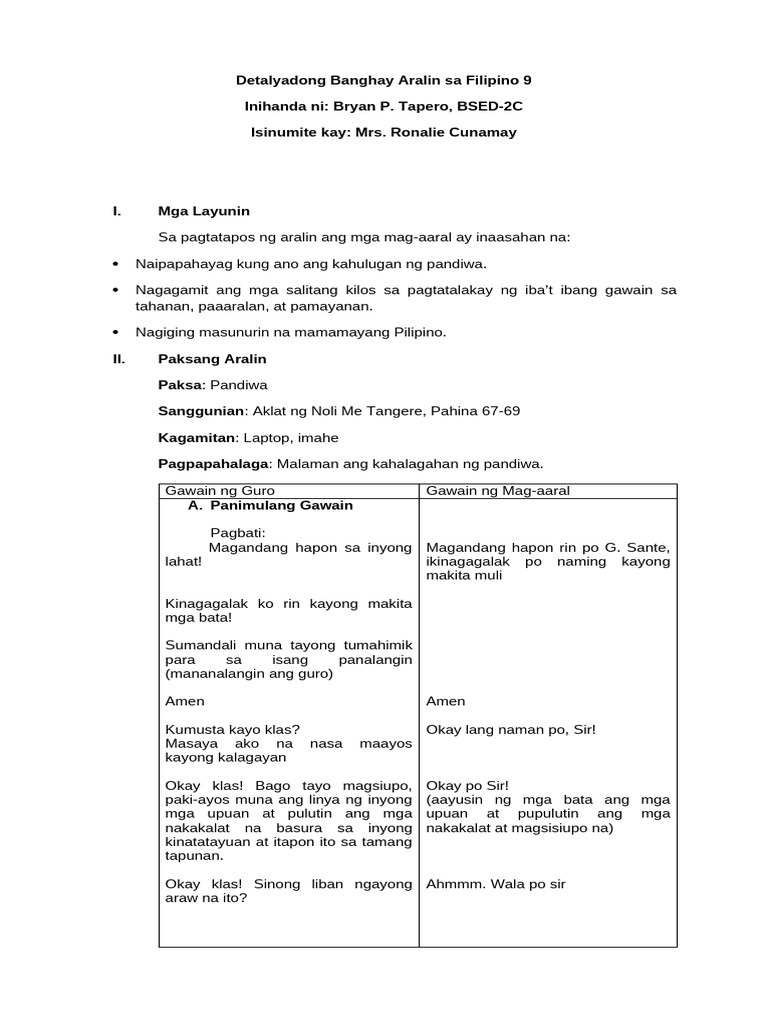 Bryan Lessonplan Kay Sir P | PDF