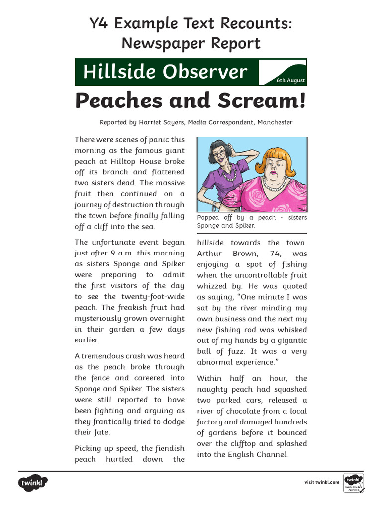 Kami Export - James and The Giant Peach Newspaper WAGOLL | PDF