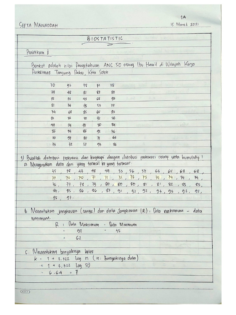 Sefta Mawaddah Biostatistik Praktikum 2 | PDF