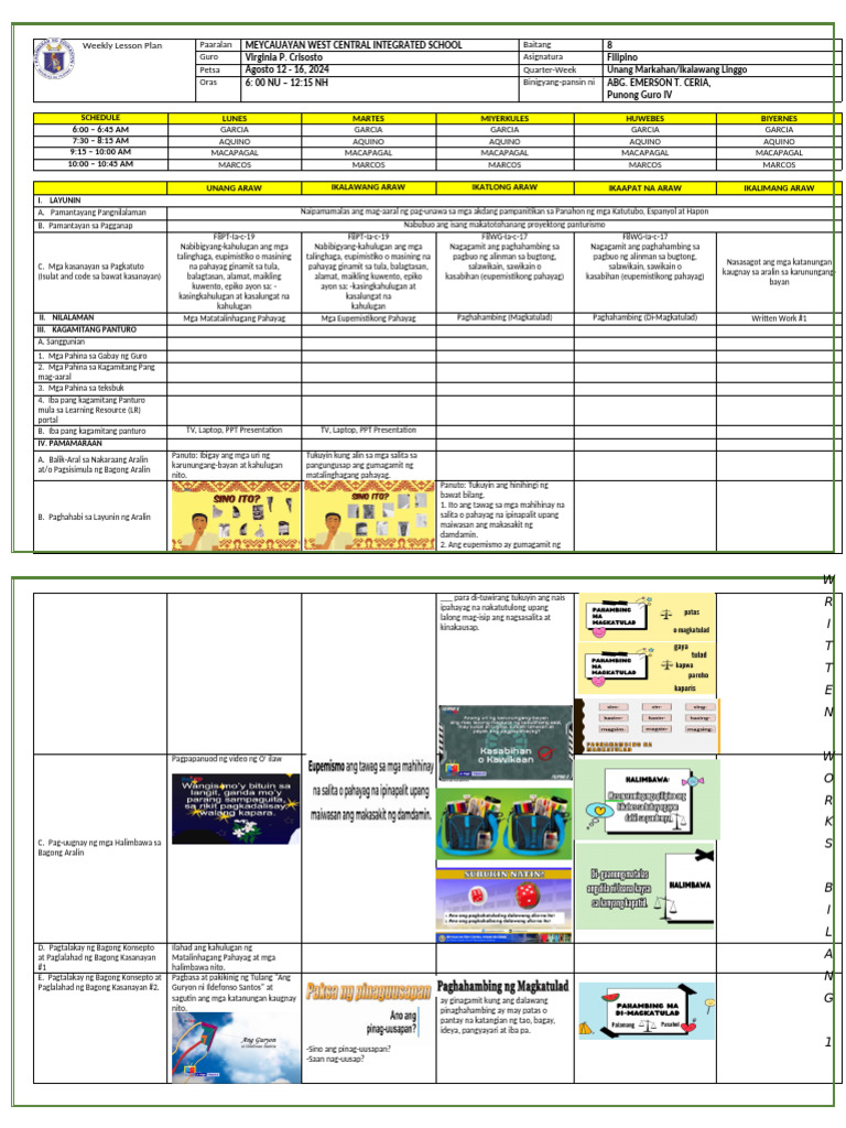 Filipino-8-DLL-Q1-Week-2 - VPC | PDF